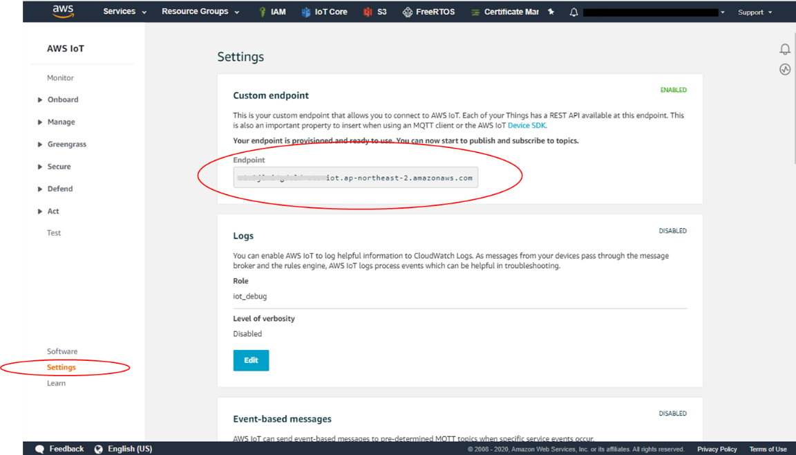 Usercan find aws_host_url from the AWSManagement Console . Go to IoT core and click the settings ...